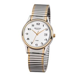 Regent Uhren Quarzuhr REGENT, silber (silberfarben, goldfarben), Armbanduhren, Herren, Quarzuhr, Armbanduhr, Herrenuhr, Edelstahlarmband, analog, Tag