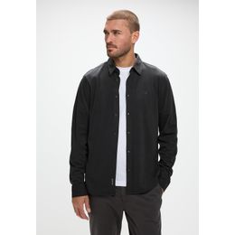 Langarmhemd Street One MEN, Herren, Gr. L (42), US-Gr&ouml;&szlig;en, schwarz, Web, 100% Baumwolle, unifarben, normal normal, V-Ausschnitt, B&uuml;ndchen, Hemden, aus reiner Baumwolle