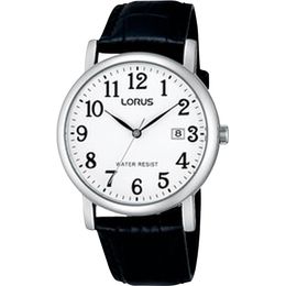 Quarzuhr Lorus, schwarz, Armbanduhren, Damen, Quarzuhr, Armbanduhr, Herrenuhr, Damenuhr, Datum, Lederarmband