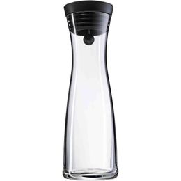 Wasserkaraffe WMF "Basic f&uuml;r Kalt- und Warmgetr&auml;nke, Silikonrand, 1 l Fassungsverm&ouml;gen", schwarz (edelstahlfarben, transparent), H:29cm &Oslash;:9,5cm, Edelstahl, Glas, Silikon, Karaffen, Wasserkaraffe, Close-Up-Verschluss ink. integriertem Sieb, sp&uuml;lmaschinengeeignet