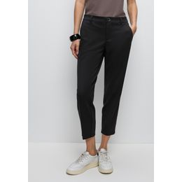 Chinohose Street One, Damen, Gr. 32, L&auml;nge 28, schwarz, Stoff, 61% Viskose, 32% Polyamid, 7% Elasthan, unifarben, comfort fit kn&ouml;chellang, Hosen Chinohose, Middle Waist