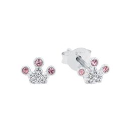 Paar Ohrstecker Prinzessin Lillifee "Krone", rosa (silberfarben, wei&szlig;, rosa, wei&szlig;, rosa), Ohrringe, M&auml;dchen, Silber 925 (Sterlingsilber), mit Glasstein