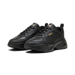 Sneaker Puma "Cassia 2.0 Sneakers Damen", Damen, Gr. 36, schwarz (schwarz gold), Obermaterial: Textil, Synthetik, Leder. Futter: Textil. Innensohle: Textil. Laufsohle: Gummi, Schuhe Sneaker