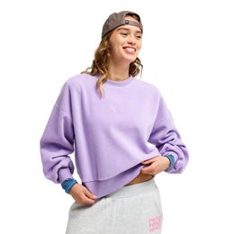 Rundhalspullover Roxy "Chill Story", Damen, Gr. L, viola, Obermaterial: 65% Polyester, 35% Baumwolle., Pullover Rundhalspullover