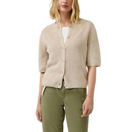 Strickjacke s.Oliver, Damen, Gr. 46, schwarz sand, Strick, Obermaterial: 60% Baumwolle, 40% Polyacryl, unifarben, normal h&uuml;ftbedeckend, Rundhals, B&uuml;ndchen, Strickjacken Strickjacke, halbarm, mit Knopfleiste