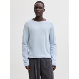 Jack & Jones Rundhalspullover JACK & JONES "JJEHILL KNIT CREW NECK NOOS", Herren, Gr. M, celestial blau, Strick, Obermaterial: 100% Baumwolle, unifarben, regular fit normal, Rundhals, gerader Abschluss, Pullover Rundhalspullover, Baumwolle, regular fit