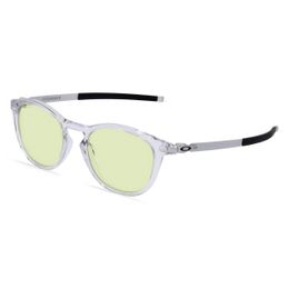 Oakley OO9439 PITCHMAN R | Herren-Sonnenbrille | Fassung: Vollrand, Rund, Kunststoff, Wei&szlig; Transparent | Glasfarbe: Gelb