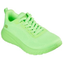 Sneaker Skechers "BOBS SQUAD CHAOS-COOL RYTHMS", Damen, Gr. 35, gr&uuml;n (neongr&uuml;n lime), Textil, unifarben, Schuhe Sneaker, Knitwear-Sneaker, Schn&uuml;rschuh in veganer Verarbeitung