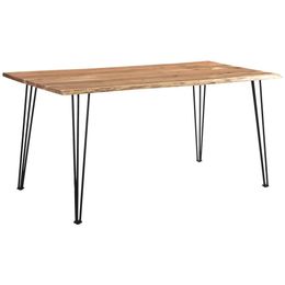 Linea Natura Esstisch, Schwarz, Akazie, Holz, Metall, Akazie, Hartholz, rechteckig, Haarnadel, 85x76x160 cm, Esszimmer, Tische, Esstische