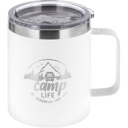 Camplife Edelstahl Thermo-Trinkbecher mit Henkel und Deckel 450 ml wei&szlig; - Isolierbecher