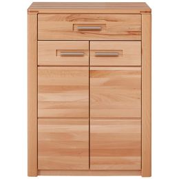 Linea Natura Schuhschrank, Buche, Holz, Holzwerkstoff, Kernbuche, massiv, 6 F&auml;cher, 1 Schublade(n) Schubladen, 74x100x40 cm, stehend, Garderobe, Schuhaufbewahrung, Schuhschr&auml;nke