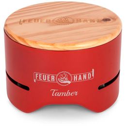 Feuerhand Tamber Tischgrill Holzkohlegrill mit Deckel und Starterkohle rubinrot - Holzkohlegrills