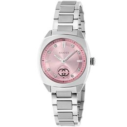 Gucci Interlocking Quarz Damenuhr 29mm - Eleganter silberner Zeitmesser