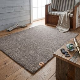 Wollteppich Sansibar "List", grau, B:140cm H:13mm L:200cm, Schurwolle, Teppiche, Kurzflor, Handweb Teppich, meliert, reine Wolle, handgewebt