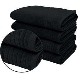 Duscht&uuml;cher OTTO HOME "Sanremo Premium, Premium Handt&uuml;cher, 600 gr/m&sup2;, 70x140cm", schwarz, B:70cm L:140cm, Frottier, Frottier, Handt&uuml;cher, mit Bord&uuml;re, flauschig und weich, dicke Qualit&auml;t, 5 Jahre Garantie