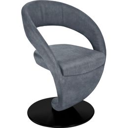 K+w Komfort & Wohnen Esszimmerstuhl K+W KOMFORT & WOHNEN "Wave, Drehstuhl", blau (blau, drehteller in metall schwarz struktur), B:62cm H:86cm T:61cm, 785: Microfaser, 100% Polyester, St&uuml;hle, Barhocker Esszimmerstuhl, Design-Drehstuhl, schwarzer Drehteller