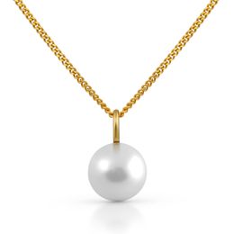 Kette mit Anh&auml;nger OROLINO "Gold 585 mit wei&szlig;er Perle 9mm", gelb, Halsketten, Damen, 42/45cm, Gold, L: 45 B: 9mm, gl&auml;nzend, B:9mm
