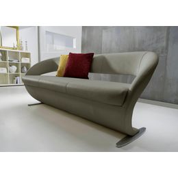 K+w Komfort & Wohnen Essbank K+W KOMFORT & WOHNEN "Wave, Polsterbank", beige (zypresse), B:204cm H:83cm T:68cm, Bronco: Nappaleder pigmentiert, Dickleder, 1, 3/1, 5mm, mit rustikal gek&ouml;rnten Narbenbild; 785: Microfaser, 100% Polyester, Sitzb&auml;nke, Essbank, in geschwungener Optik mit Metallkufe
