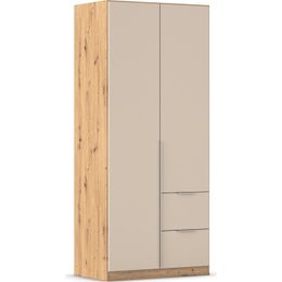 Dreht&uuml;renschrank OTTO HOME "Kleiderschrank Schrank Garderobe AGORDO mit Dekor- oder Hochglanzfront", braun (eiche artisan, champagner), B:91cm H:210cm T:54cm, Holzwerkstoff, Schr&auml;nke, Dreht&uuml;renschrank, mit Au&szlig;enschubk&auml;sten, Serie in 7 Breiten und 2 H&ouml;hen MADE IN GERMANY
