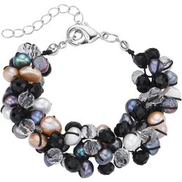 Perlenarmband Firetti "Schmuck Geschenk Armschmuck Armband Armkette", bunt (silberfarben, braun, kristallwei&szlig;, schwarz, wei&szlig;, apricot, dunkelgrau, kristallwei&szlig;, schwarz), Armb&auml;nder, Damen, 23cm, Metall Nylon Perlen, Metall, Nylon, Perlen, Perlenarmband, mit Kristallstein - mit S&uuml;&szlig;wasserzuchtperle