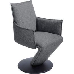 K+w Komfort & Wohnen Esszimmerstuhl K+W KOMFORT & WOHNEN "Drive, Drehstuhl", blau (niagara blau 54, drehteller in metall schwarz struktur), B:61cm H:94cm T:63cm, 775: Flachgewebe, 100% Polyester, St&uuml;hle, Esszimmerstuhl, Sessel mit federnder Sitzschale, Drehteller in Metall schwarz Struktur