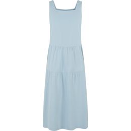 Shirtkleid Urban Classics "Urban Classics Damen Girls 7/8 Length Valance Summer Dress", M&auml;dchen, Gr. 110/116, Normalgr&ouml;&szlig;en, oceanblau, 100% Baumwolle, unifarben, relaxed fit, eckiger Ausschnitt, Kleider Shirtkleid