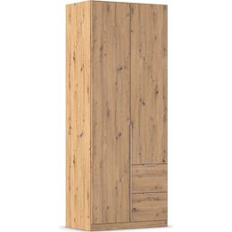 Dreht&uuml;renschrank OTTO HOME "Kleiderschrank Schrank Garderobe AGORDO mit Dekor- oder Hochglanzfront", braun (eiche artisan), B:91cm H:229cm T:54cm, Holzwerkstoff, Schr&auml;nke, Dreht&uuml;renschrank, mit Au&szlig;enschubk&auml;sten, Serie in 7 Breiten und 2 H&ouml;hen MADE IN GERMANY