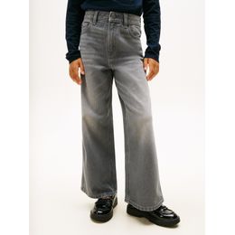Straight-Jeans Tommy Hilfiger "MABEL WIDE LEG GREY JEANS", M&auml;dchen, Gr. 14 (164), N-Gr, grau (mid grau), Denim/Jeans, Obermaterial: 100% Baumwolle, unifarben, regular fit lang, Jeans Straight-Jeans, Regular fit, f&uuml;r Kinder bis 16 Jahre