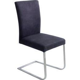K+w Komfort & Wohnen Esszimmerstuhl K+W KOMFORT & WOHNEN "Santos II, Freischwinger", schwarz (schwarz, edelstahloptik), B:46cm H:98cm T:60cm, St&uuml;hle, Esszimmerstuhl