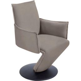 K+w Komfort & Wohnen Esszimmerstuhl K+W KOMFORT & WOHNEN "Drive, Drehstuhl", grau (stahl 85, drehteller in metall schwarz struktur), B:61cm H:94cm T:63cm, Cloud: Nappaleder pigmentiert, Glattleder, 0, 9/1, 1mm, elegantes Leder mit Wolkung und weichen Griff, St&uuml;hle, Esszimmerstuhl, Sessel mit federnder Sitzschale, Drehteller in Metall schwarz Struktur