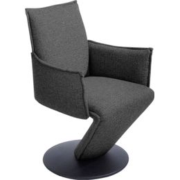 K+w Komfort & Wohnen Esszimmerstuhl K+W KOMFORT & WOHNEN "Drive, Drehstuhl", grau (schwarzgrau 88, drehteller in metall schwarz struktur), B:61cm H:94cm T:63cm, 775: Flachgewebe, 100% Polyester, St&uuml;hle, Esszimmerstuhl, Sessel mit federnder Sitzschale, Drehteller in Metall schwarz Struktur