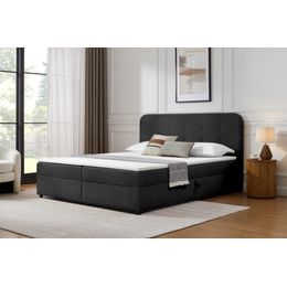 Boxbett Home Affaire "Amrum inkl. Bettkasten, Liegefl&auml;che 120 und 180x200cm", anthrazit, B:190cm L:210cm, Komplettbetten, inkl. Topper, erh&auml;ltlich in verschiedenen Farben