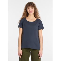 Kurzarmshirt Ragwear "MINTTA", Damen, Gr. M, blau (navy), Jersey, Obermaterial: 50% Baumwolle, 50% Polyester, bedruckt, h&uuml;ftbedeckend, Rundhals, Shirts, Kurzarmshirt, aus Baumwolle und Polyester, lockere Passform, mit Druck