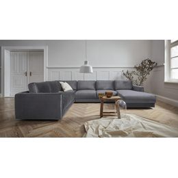 Wohnlandschaft OTTO HOME "Hobro U-Form", grau (hellgrau), B:348cm H:80cm T:270cm, Luxus-Microfaser Lederoptik (100% Polyester;Struktur grob (100% Polyester);Samtoptik (100% Polyester), Sofas, Wohnlandschaft, in 3 Bezugsqualit&auml;ten in vielen Farben
