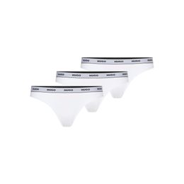 String HUGO UNDERWEAR "TRIPLET THONG STRIPE", Damen, Gr. L, wei&szlig; (wei&szlig; 100), Jersey, Obermaterial: 95% Baumwolle, 5% Elasthan, Unterhosen String, elastischer Bund mit Logo, enganliegend