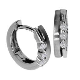 Klappcreolen OSTSEE-SCHMUCK "- Alicia - Silber 925/000 - Zirkonia" Gr. 14, silber (silber 925, silberfarben, wei&szlig;), Ohrringe, Damen, 14, Klappcreolen