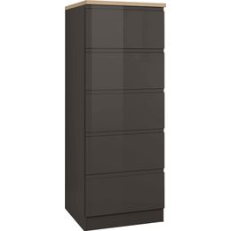 Vorratsschrank KOCHSTATION "Mehrzweckschrank, K&uuml;chenschrank, Schrank,Stauraum, Softclose", grau (grau hochglanz, grau), B:60cm H:165cm T:60cm, Holzwerkstoff, MDF, Schr&auml;nke, Vorratsschrank, 60 cm breit, mit 5 Ausz&uuml;gen