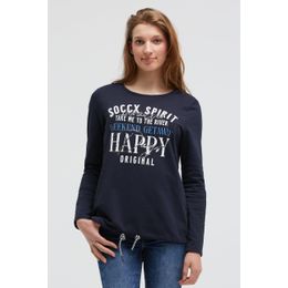 Sweater SOCCX, Damen, Gr. S, blau, Sweatware, Material: 100% Baumwolle, bedruckt, regular fit normal, Rundhals, eingesetzt gerader Abschluss, Sweatshirts Sweater, mit Bindeband im Saum