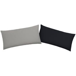 Kissenbezug OTTO HOME "DESNER2 100% Microfaser, extra weich, allergikerfreundlich", grau (schwarz, hellgrau), B:40cm L:80cm, Microfaser, Obermaterial: 100% Polyester, Kissenbez&uuml;ge, Kissenbezug, uni Kissenh&uuml;lle in Wendeoptik, schnell trocknend, pflegeleicht