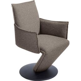 K+w Komfort & Wohnen Esszimmerstuhl K+W KOMFORT & WOHNEN "Drive, Drehstuhl", braun (braun 78, drehteller in metall schwarz struktur), B:61cm H:94cm T:63cm, 775: Flachgewebe, 100% Polyester, St&uuml;hle, Esszimmerstuhl, Sessel mit federnder Sitzschale, Drehteller in Metall schwarz Struktur