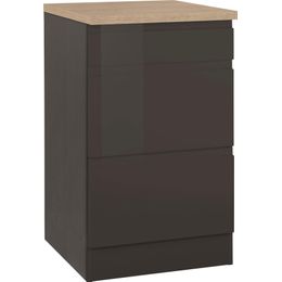 Unterschrank KOCHSTATION "K&uuml;chenschrank, Vitrine, Schrank, Sideboard, Mehrzweckschrank, Stauraum", grau (grau hochglanz), B:50cm H:85cm T:60cm, Holzwerkstoff, MDF, Schr&auml;nke, K&uuml;chenunterschrank Unterschrank, 50 cm breit, mit Ausz&uuml;gen