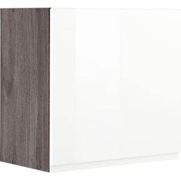 H&auml;ngeschrank KOCHSTATION "H&auml;ngeschrank, Oberschrank, K&uuml;chenschrank, Schrank", wei&szlig; (wei&szlig; hochglanz, eiche vintage), B:60cm H:57cm T:34cm, Holzwerkstoff, Schr&auml;nke, H&auml;ngeschrank, 57 cm hoch, 60 cm breit, 1 T&uuml;r, Einlegeboden, hochwertige MDF-Fronten