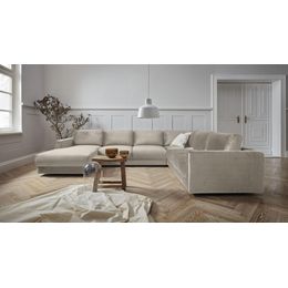 Wohnlandschaft OTTO HOME "Hobro U-Form", beige, B:348cm H:80cm T:270cm, Luxus-Microfaser Lederoptik (100% Polyester;Struktur grob (100% Polyester);Samtoptik (100% Polyester), Sofas, Wohnlandschaft, in 3 Bezugsqualit&auml;ten in vielen Farben