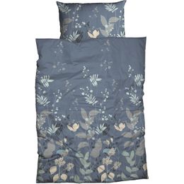 Bettw&auml;sche CASATEX "Elva", blau (taubenblau), B/L: 155cm x 220cm, 1 Stk., 1 Stk., Satin, B/L: 80cm x 80cm, 2 Stk., Satin, Obermaterial: 100% Baumwolle, Bettw&auml;sche, Bettw&auml;sche, elegante, feminine Bettw&auml;sche