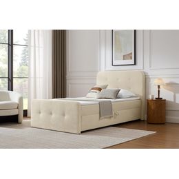 Boxbett Home Affaire "Amrum inkl. Bettkasten, Liegefl&auml;che 120 und 180x200cm", beige, B:131cm L:217cm, Komplettbetten, inkl. Topper, erh&auml;ltlich in verschiedenen Farben