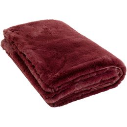 Tagesdecke KARE DESIGN "Wohndecke Mika, Kunstfelldecke, 150x200 cm", rot, B:150cm L:200cm, Polyester, Tagesdecken, flauschig und warm