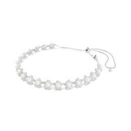 Choker Swarovski "Schmuck Geschenk 2026 CAPSULE Halskette", metallfarben, kristallwei&szlig;, wei&szlig;, Halsketten, Damen, Metall Perlen, Metall, Perlen, mit Swarovski Kristall - mit Swarovski Perle