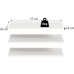 Einlegeboden Home Affaire "3er Set, Breite 77cm", wei&szlig;, B:77cm H:2cm T:33cm, Holzwerkstoff, Einlegeb&ouml;den, Einlegeboden, in verschiedenen Farben erh&auml;ltlich, Fachb&ouml;den, B&ouml;den, E-B&ouml;den,Bodenset