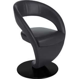 K+w Komfort & Wohnen Esszimmerstuhl K+W KOMFORT & WOHNEN "Wave, Drehstuhl", schwarz (nero, drehteller in metall schwarz struktur), B:62cm H:86cm T:61cm, Bronco: Nappaleder pigmentiert, Dickleder, 1, 3/1, 5mm, mit rustikal gek&ouml;rnten Narbenbild, St&uuml;hle, Barhocker Esszimmerstuhl, Design-Drehstuhl, schwarzer Drehteller