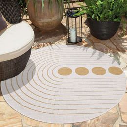 Outdoorteppich Carpet City "DUO RUG 5739", gelb, H:5mm &Oslash;:120cm, Obermaterial: 100% Polypropylen, Teppiche, Outdoorteppich, Wendeteppich Wetterfest In- & Outdoor, Balkon, Terrasse, Wohnzimmer